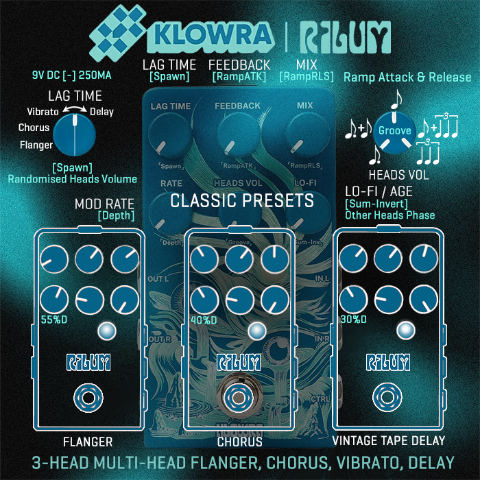 Guitar Pedal X - News - Klowra's Rilum Stereo Multi-Head Tape style ...